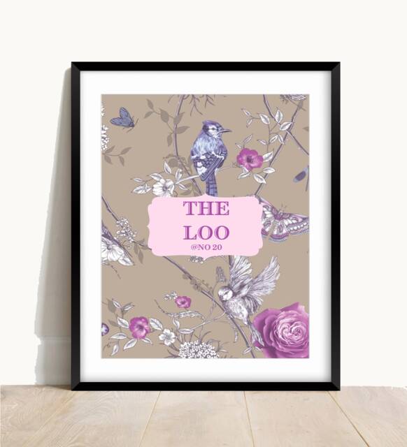The Loo Print, Personalised Poster, Bathroom Wall Art, Birds ...