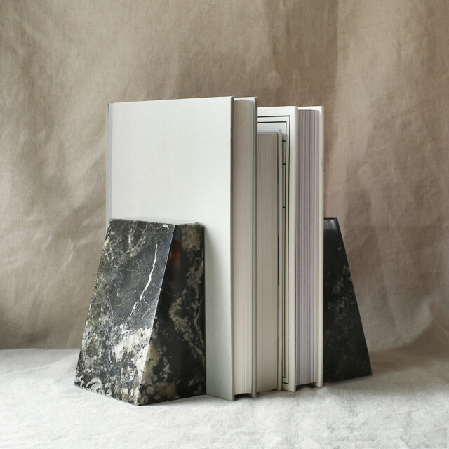Black Marble Wedge Bookends - Book Holder Shelf Organiser End Luxury ...
