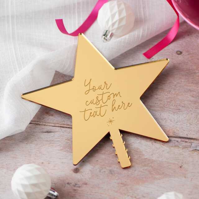 Custom Text Christmas Tree Topper Star, Any Engraved Topper, Scandi ...