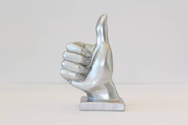 Silver Thumbs Up Hand Sculpture - Resin Desk Decor by Etsy | ufurnish.com