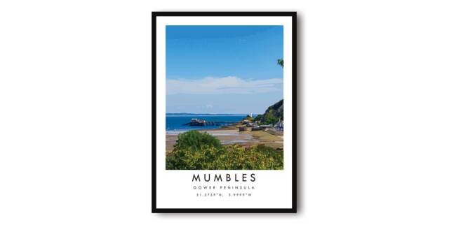Mumbles Travel Poster Colourful Gower Peninsula Print by Etsy ...