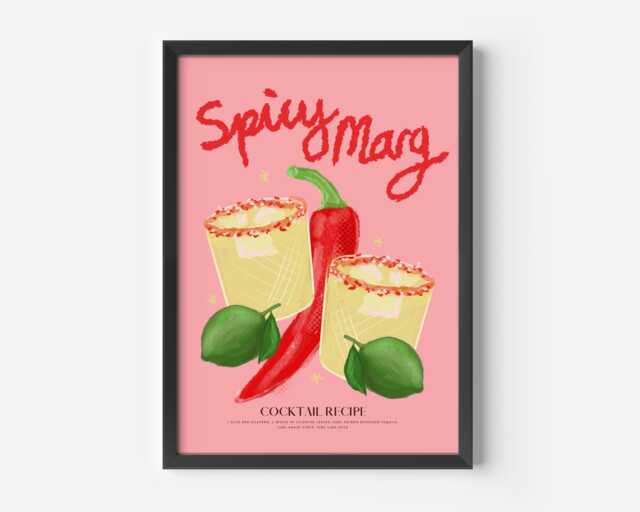 Spicy Marg Print - Unframed Kitchen Cocktail Poster Decor Margarita Wall Art Best Friend Gift by ...