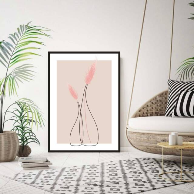 Pampas Grass Decor Print, Pink Pampas, Bedroom Poster, Art, Modern ...