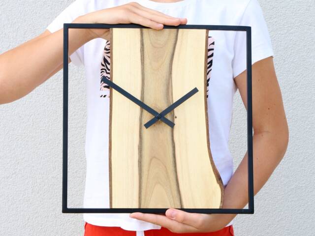 Live Edge Clock, Rustic Wall Modern Farmhouse Metal Hausewarming Walnut ...