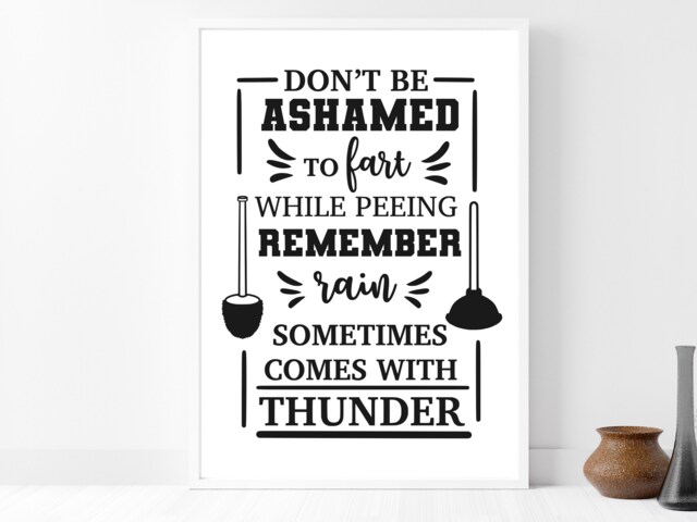 Fart To Thunder Funny Bathroom Print - Toilet Cloakroom Wall Home Gift ...