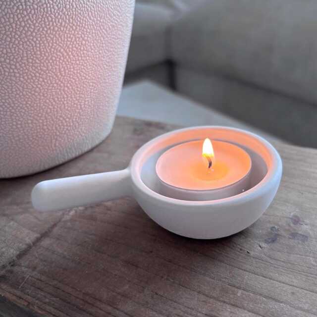 Concrete Tea Light Holder - Modern Cup Spoon Shaped Minimalist Dish ...