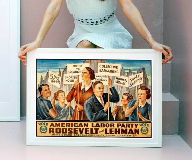 American Labor Party - Roosevelt/Lehman Election Poster Reprint by Etsy ...
