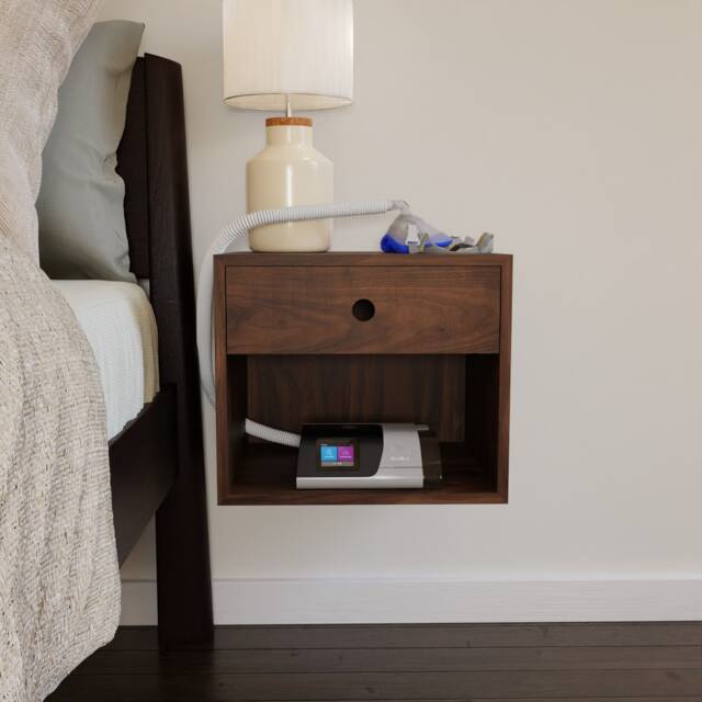 Cpap Floating Nightstand in Solid Walnut, Bedside Table With Drawer by ...