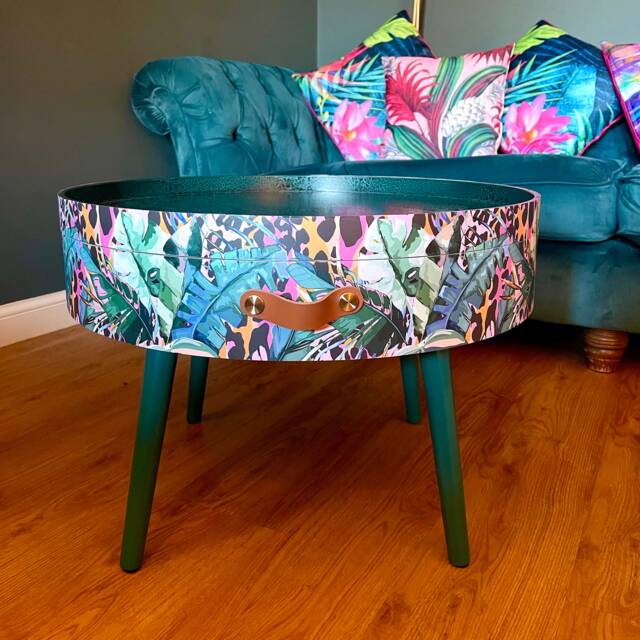 Round Coffee Table , Fully Customisable Animal & Floral Print. Table ...
