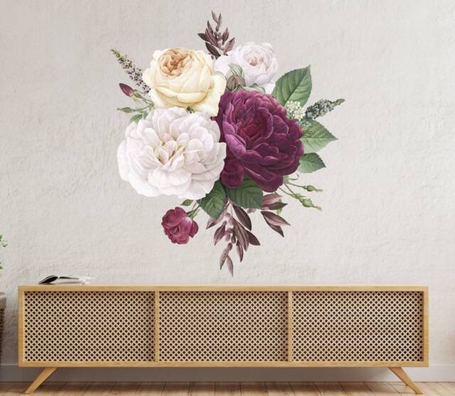 Flower Wall Decal/ Flowers Decals Decor/ Peonies Chamomile Decal/Roses ...