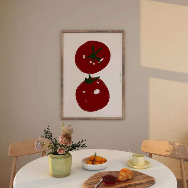 Two Tomato Art Print Poster, Vintage Food Print, Trendy Retro ...