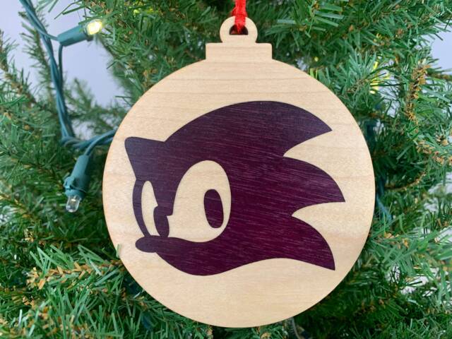 Sonic The Hedgehog Christmas Tree Ornament ~ Beautiful Wood Inlay ...