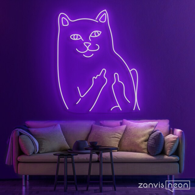 Bad Cat Neon Sign Funny Cat Led Wall Art by Etsy | ufurnish.com