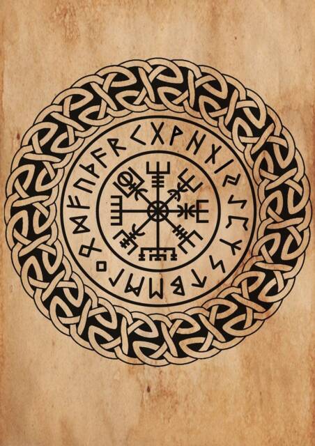Vegvisir, Viking Compass, Print, Runic Occult Poster, Art Celtic by ...