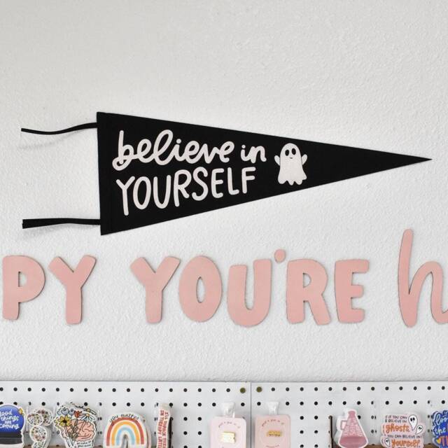 Believe in Yourself Ghost Pennant Flag - Halloween Wall Decor For Kids ...