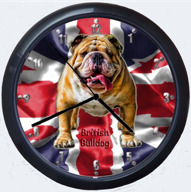 British Bulldog Large 10Inch Black Wall Clock by Etsy | ufurnish.com