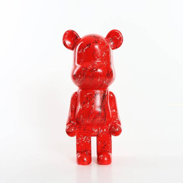 Red B/W Marble Hand Painted Custom Resin Bear Statue Sculpture 28cm ...