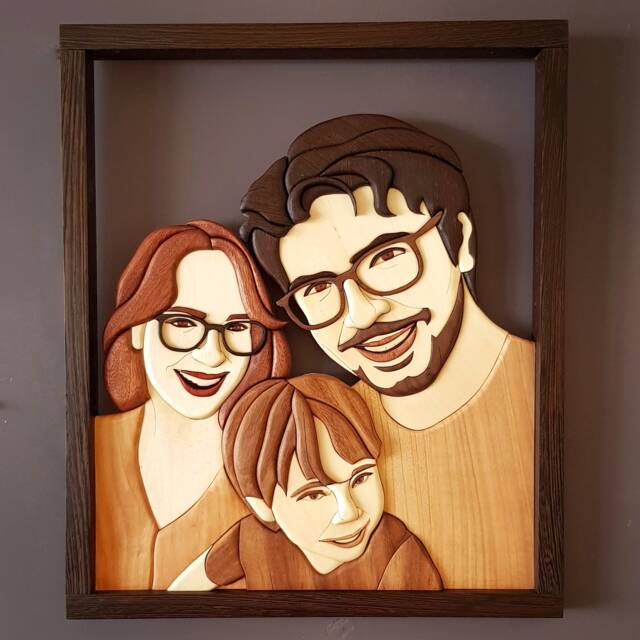 Custom Wooden Intarsia Family Portrait Personalized Wood Wall Decor by ...