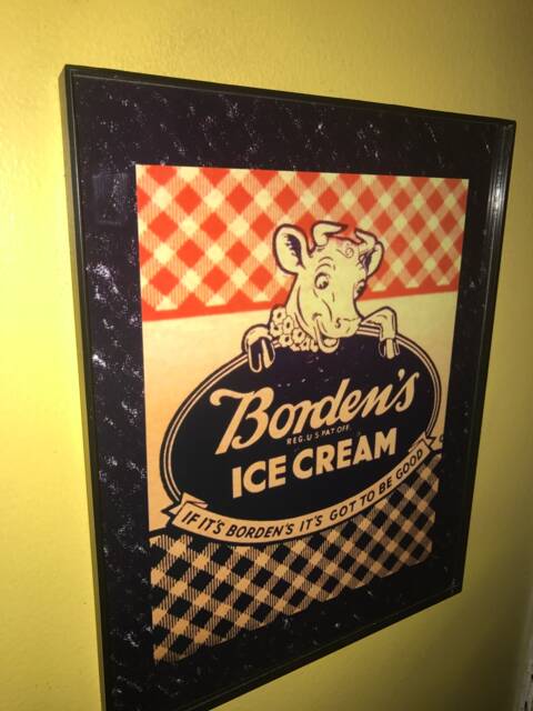 Borden's Elsie The Cow Ice Cream Milk Dairy Kitchen Diner Store Framed Advertising Print Man ...
