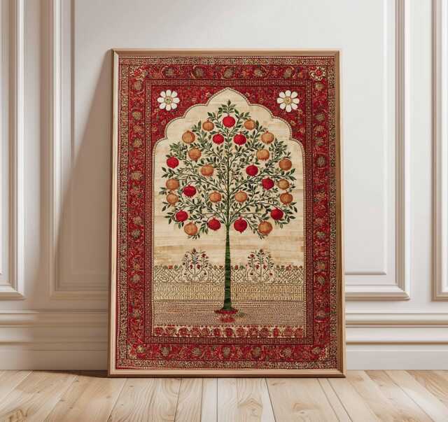 Persian Pomegranate Tree Poster, Middle Eastern Wall Art, Traditional ...