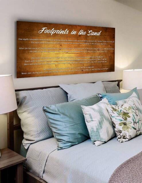 Faded Wood #16 Footprints in The Sand Wall Art Decor Canvas Hanging ...