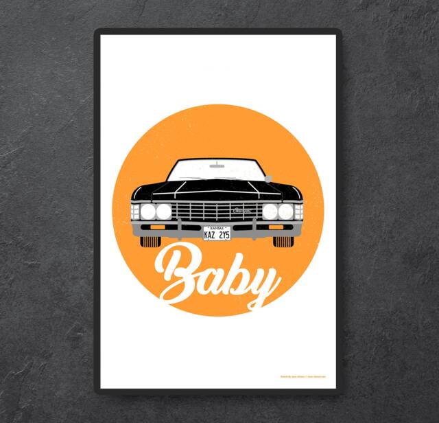 Baby Supernatural Poster // Dean Sam Winchester// Castiel Impala Carry ...