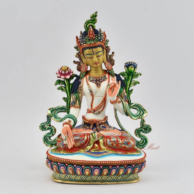 Hand Carved 24 Karat Gold Gilded & Beautifully Painted Tibetan Buddhist ...