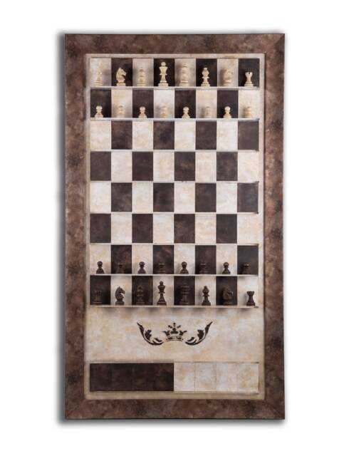 Brown Framed Vertical Wall Wooden Chessboard & Custom Painted Chess Pieces /Wall Decor /Free ...