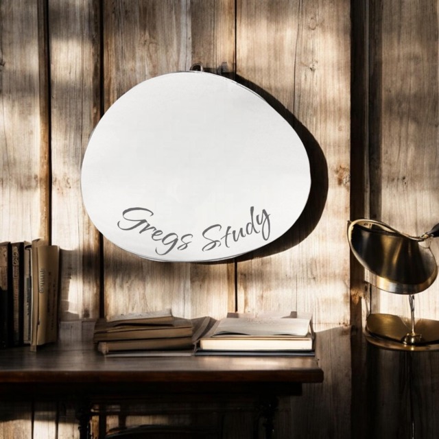 Round Pebble Shaped Mirrors With White Backing & Hooks, Bespoke Shapes ...