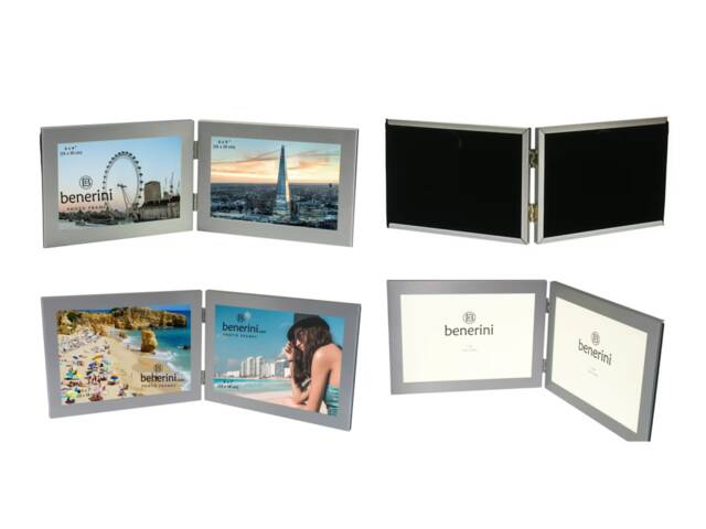 Personalised Double Photo Frame Hold 2 Picture Silver Twin Landscape ...