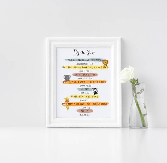 Dedication Baptism Christening Christian Wall Print Frame Bible Verse ...
