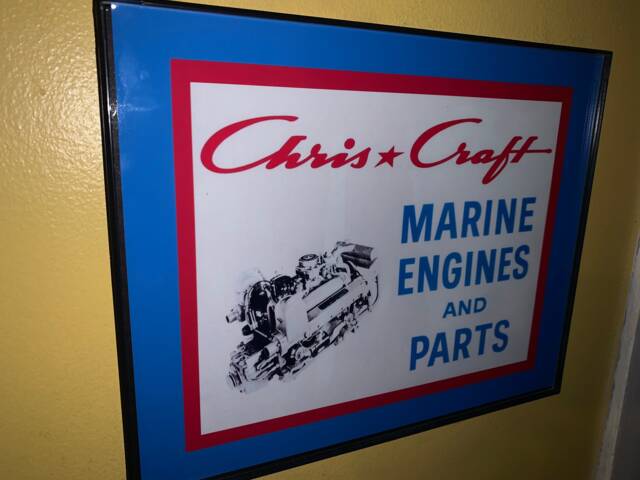 Chris Craft Marine Engine Fishing Boat Sales Service Garage Framed ...