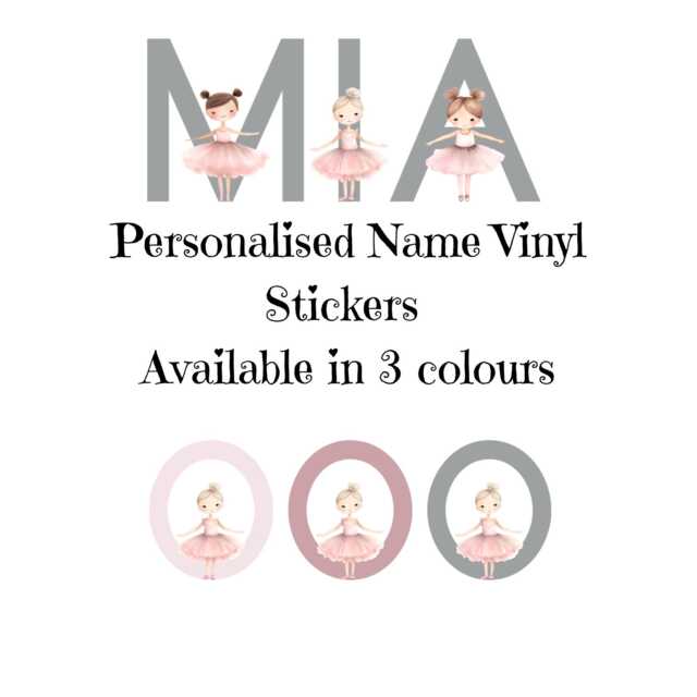 Ballerina Theme Personalised Name Stickers, Bedroom, Ballet Dancer ...
