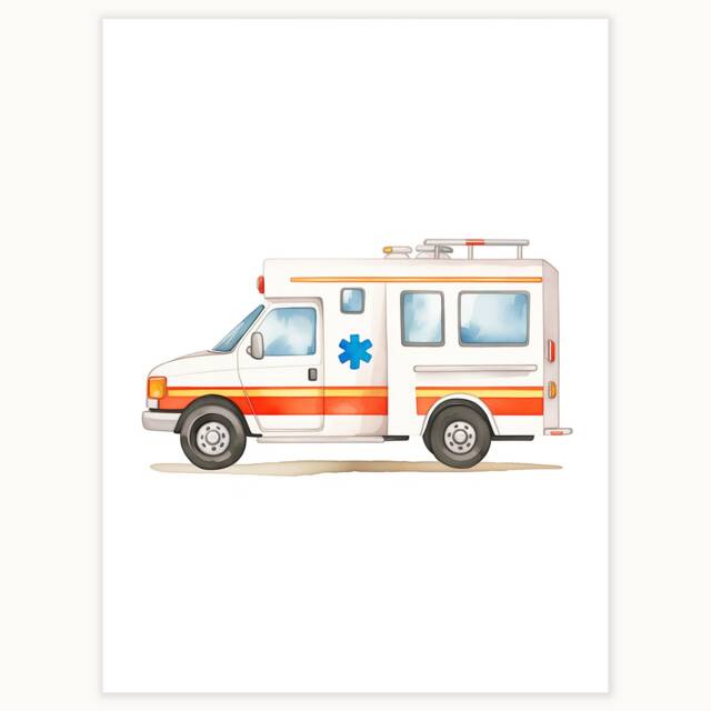 Ambulance Car Print Colorful Kids Room Wall Art by Etsy | ufurnish.com