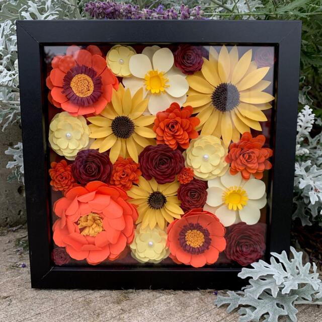 Rustic Autumn Shadowbox Paper Flowers, Fall Foliage Decor by Etsy ...