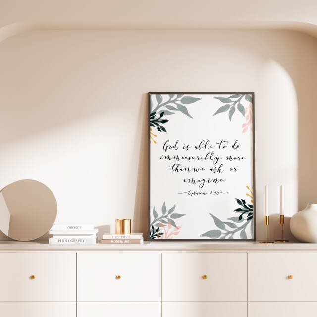 God Is Able To Do Immeasurably More Bible Verse Print, Scripture Wall ...