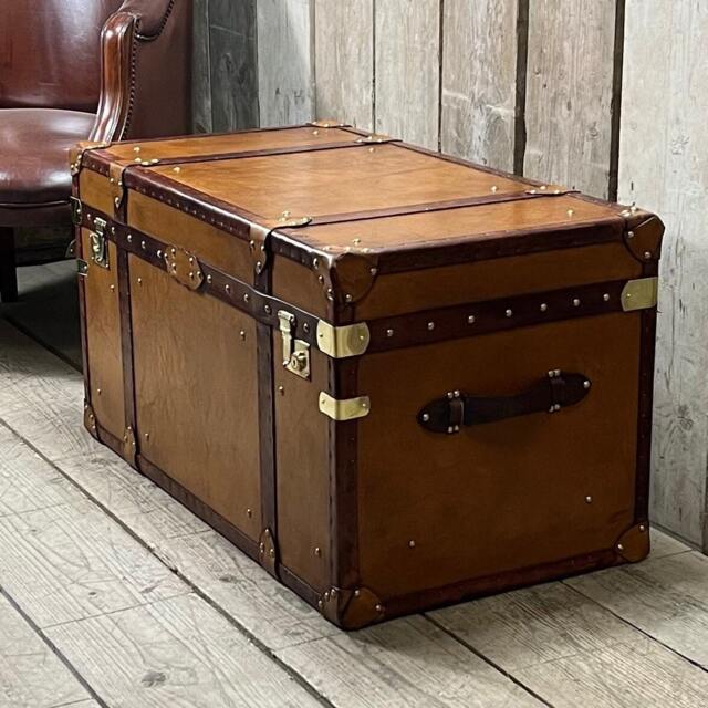 English Luxury Tan Leather Dark Trimmed Steamer Trunk by Etsy ...