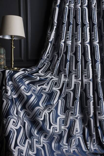 striped Pattern Curtain Panel Modern Boho Blue Gray Blackout Drape by ...