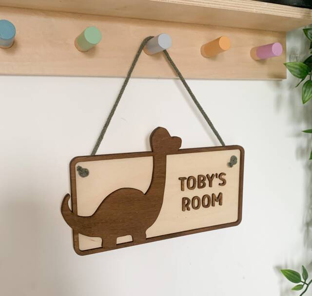 Dinosaur Name Sign, Dinosaur Door Bedroom, Nursery Wooden Dino Wall ...