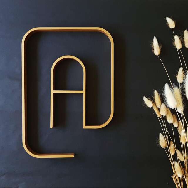 At Wall Letter Decor Gamer Gift, Mid Century Modern Gold Sign For Wall ...