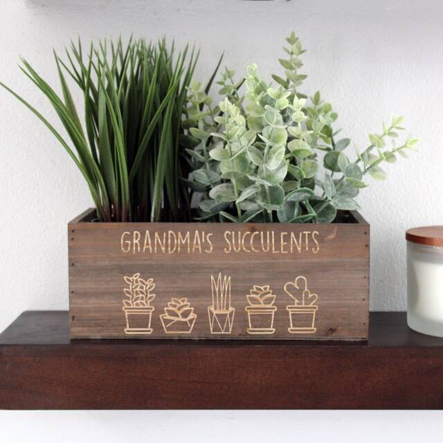 Grandma's Succulents Personalized Planter Box, Custom Wood Indoor ...