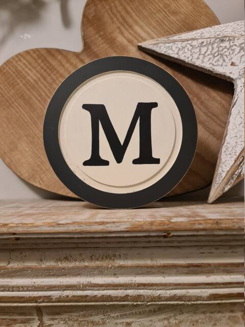 Rustic Letter M Sign Cream & Black Distressed Wood, 20cm by Etsy ...