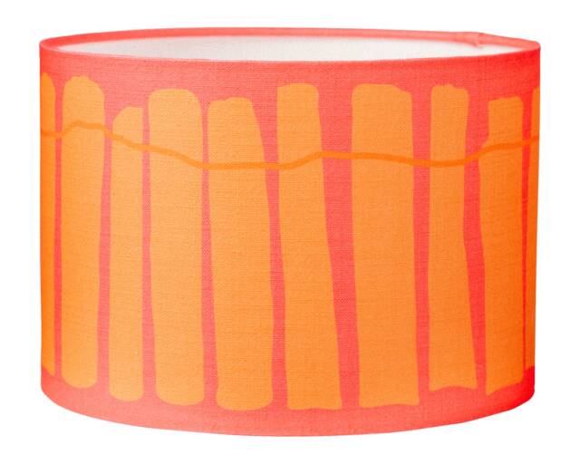 Pink & Orange Crawia Pattern Lampshade - Linen Fabric Handmade Drum ...
