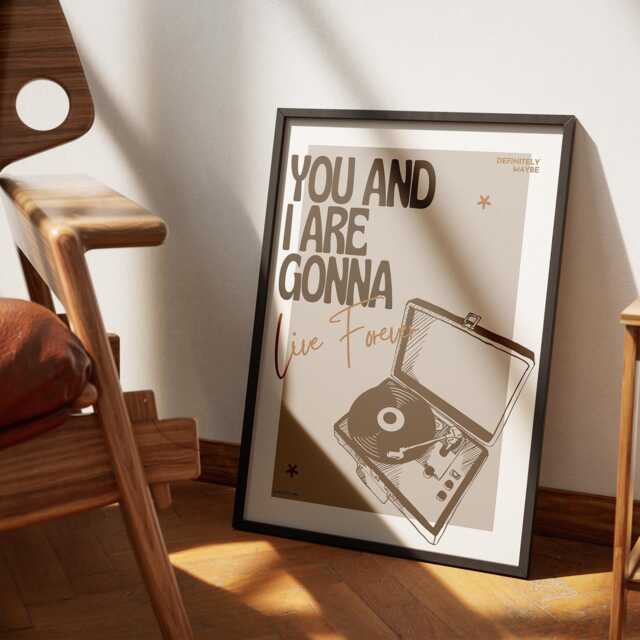 Live Forever - 08 Type Poster Lyric Print, Song-Inspired Iconic Quote ...