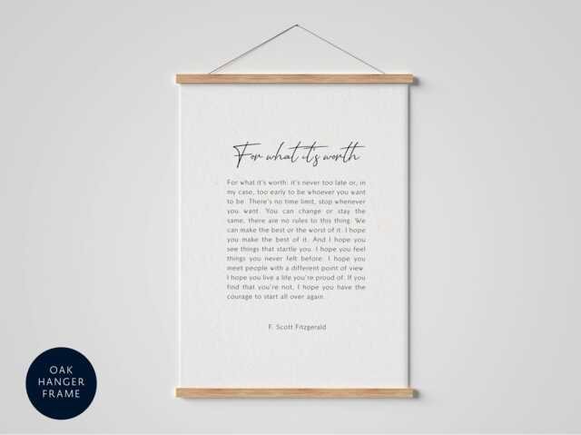 F. Scott Fitzgerald Poem Print, Framed Calligraphy, Benjamin Button by ...