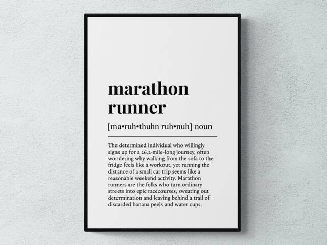 Marathon Runner Funny Definition Hobby Gift Wall Art Print by Etsy ...