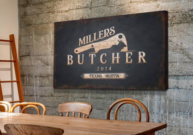 Custom Butcher Sign - Personalized Huge Canvas Large Farmhouse Print ...