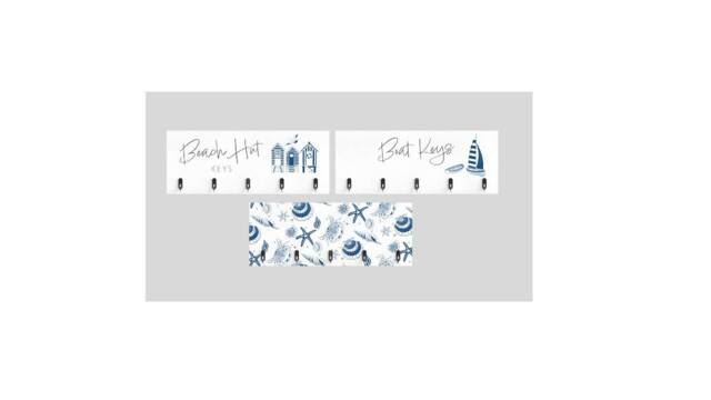 Nautical Keys Key Rack 5 Hooks Holder Wall Hook Keyrack Beach Huts Sail ...