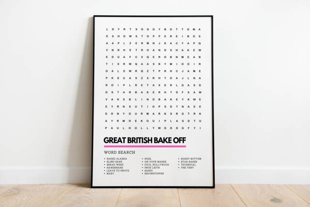 Gbbo Great British Bake Off Poster Wordsearch Art Print A4 A3 - On Your ...