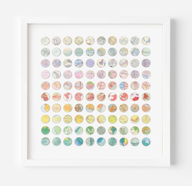 Map Dot Original Wall Art, 100 Rainbow Dots Original Artwork, 3D Paper ...